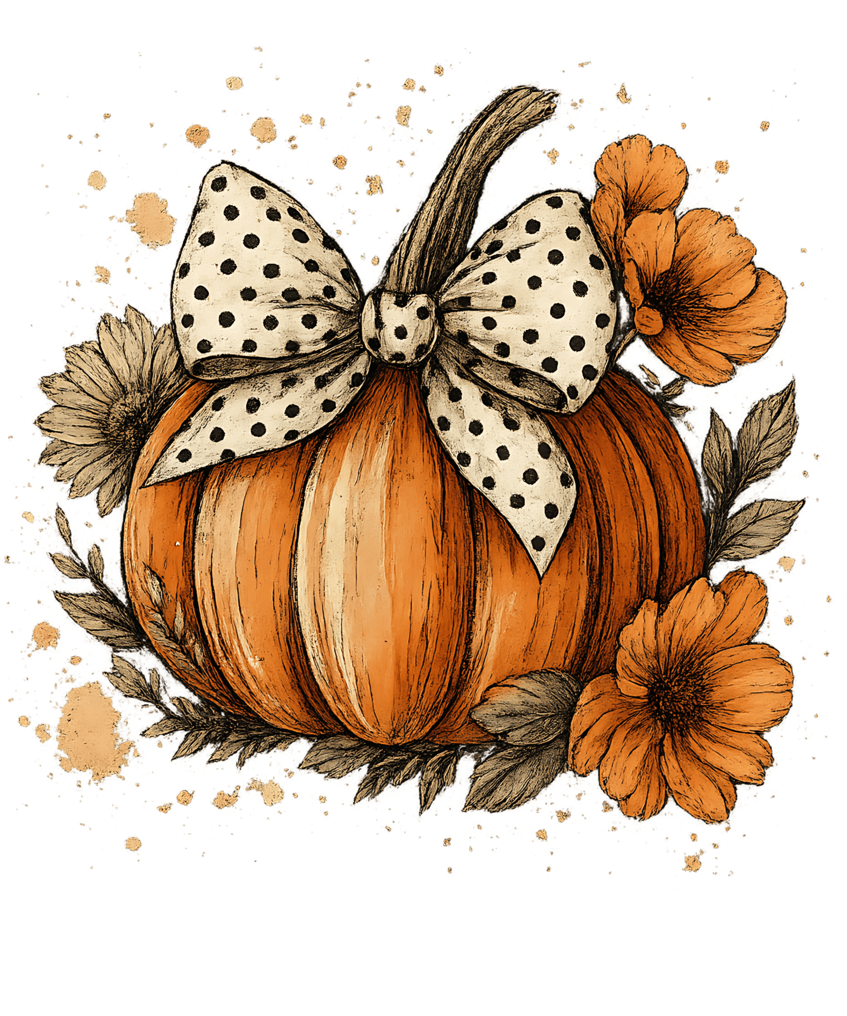 DTF Design kant en klaar – Floral Boho Pumpkin H0004 - Decorabel Blanco textiel